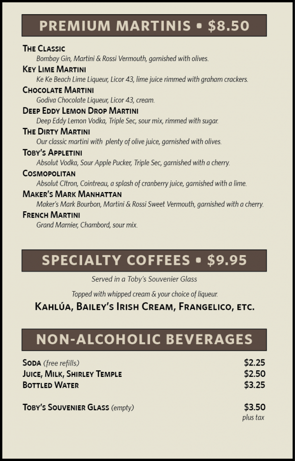 What’s On The Menu – Toby's Dinner Theatre