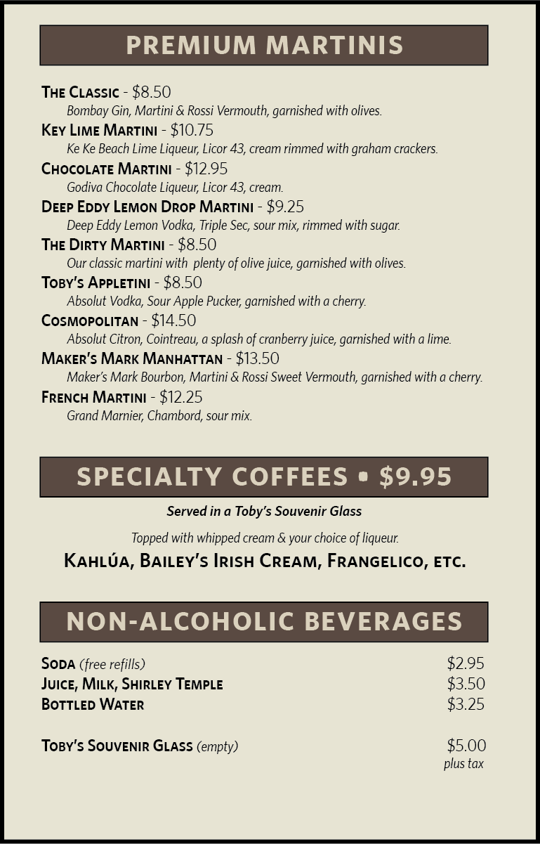 What’s On The Menu – Toby's Dinner Theatre