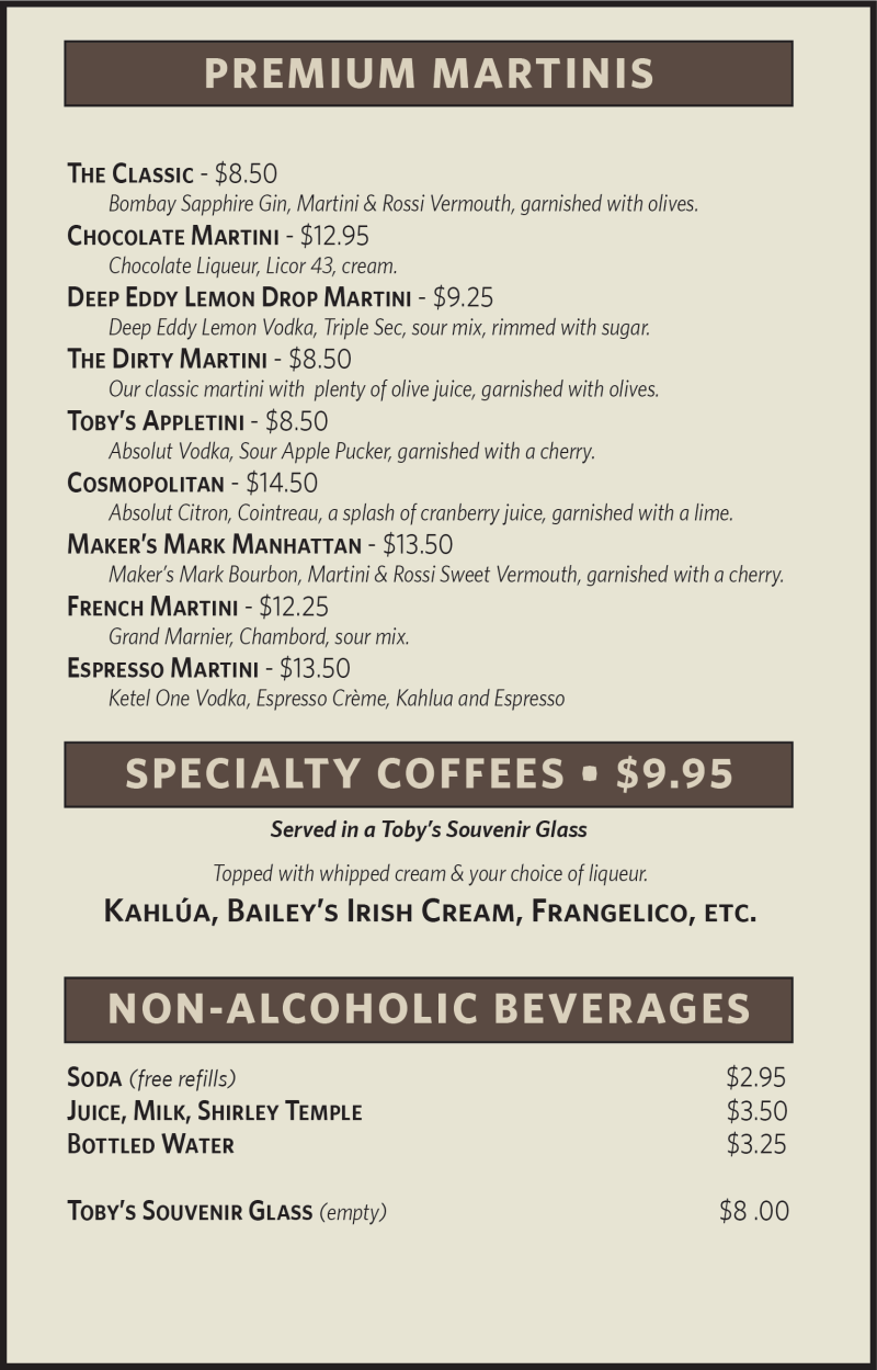 What's On The Menu - Toby's Dinner Theatre