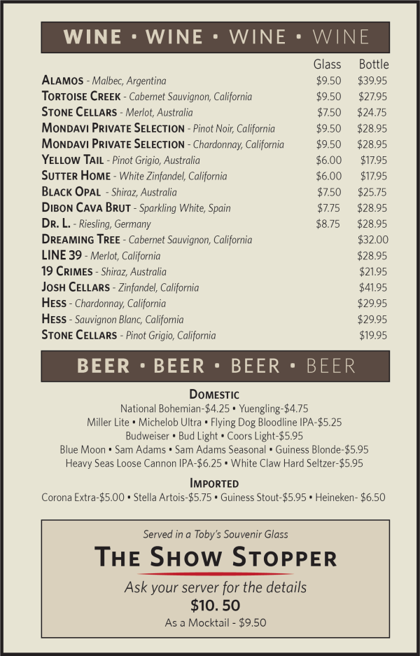 What's On The Menu - Toby's Dinner Theatre