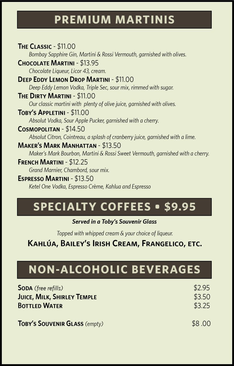 What's On The Menu - Toby's Dinner Theatre
